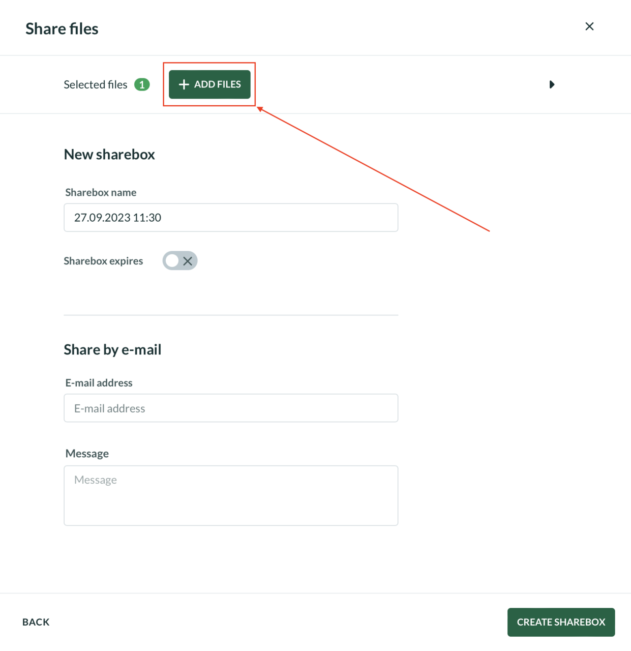 How to create a sharebox with files from both Plans and Documents? – Bauhub